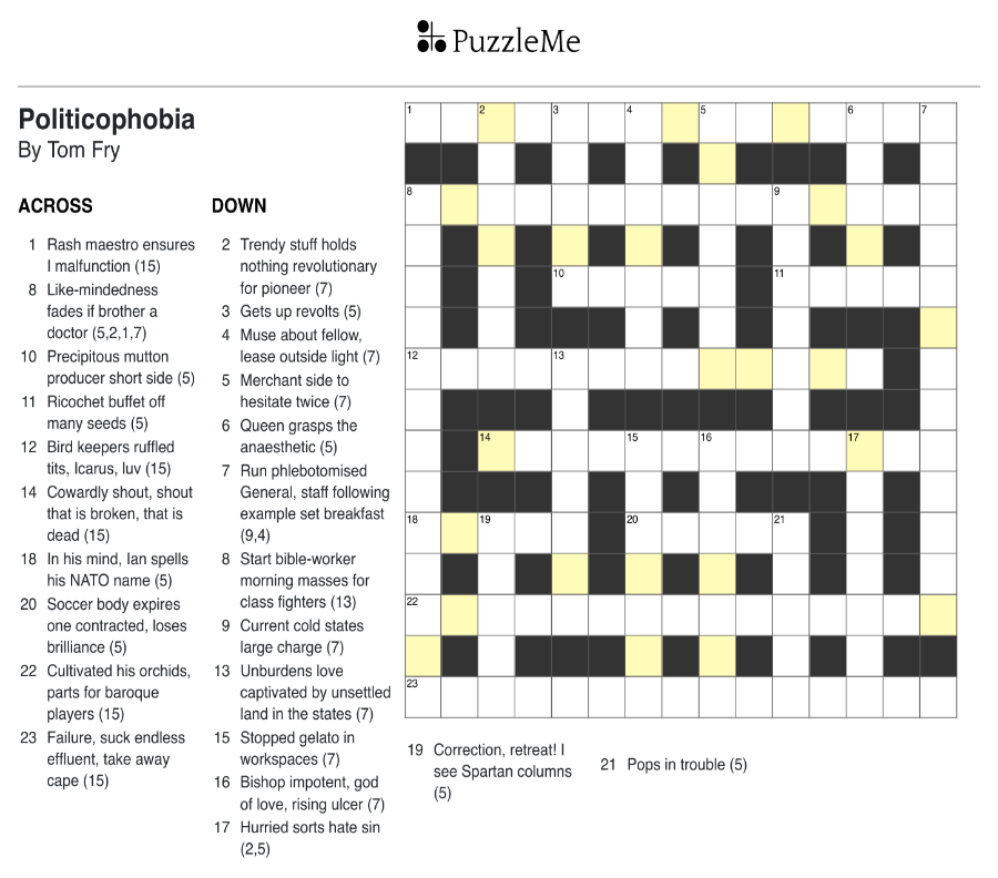 Politicophobia (Crossword) — Rätselportal — Logic Masters Deutschland